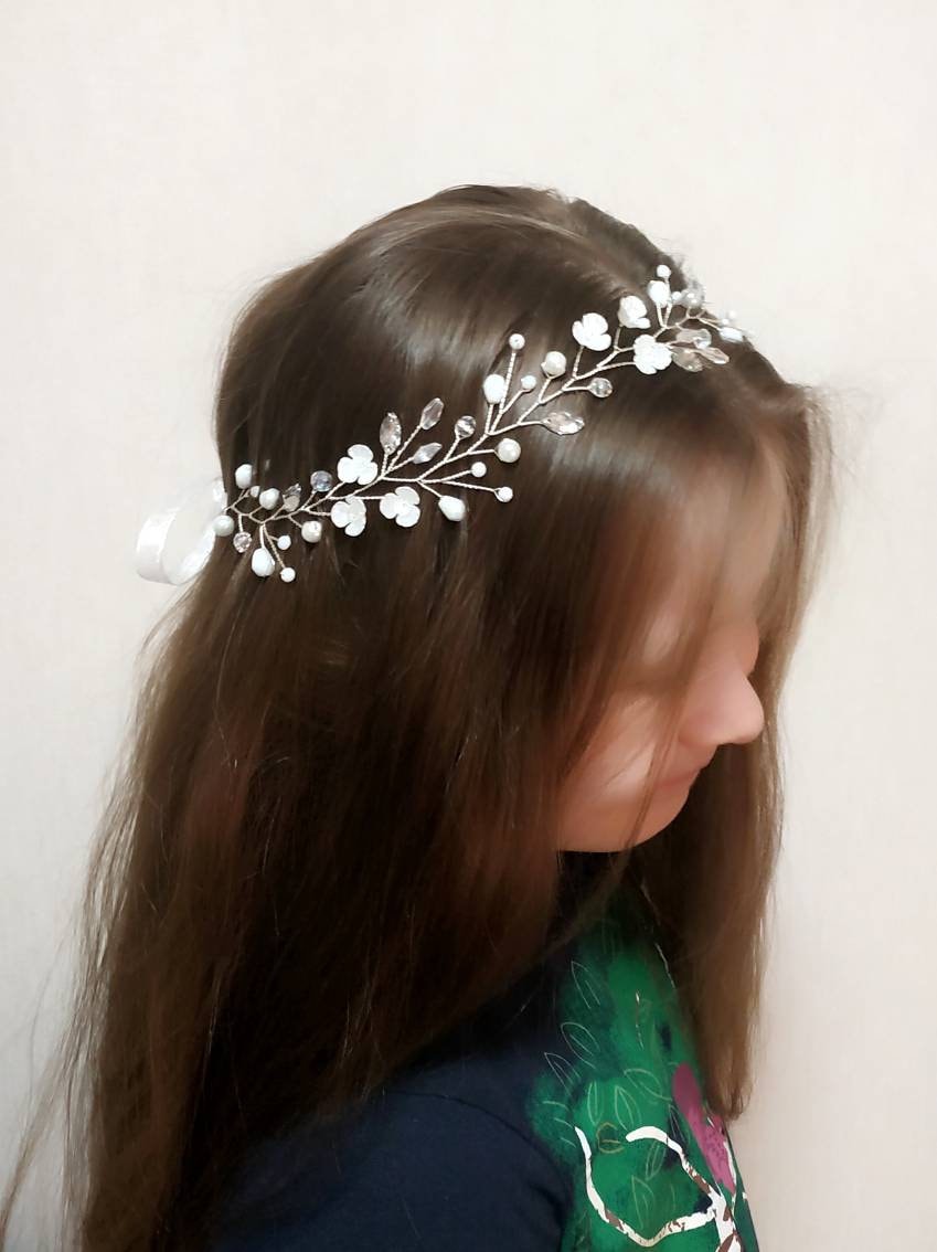 First Communion Flower and Crystal Hair Wreath. First Communion ...
