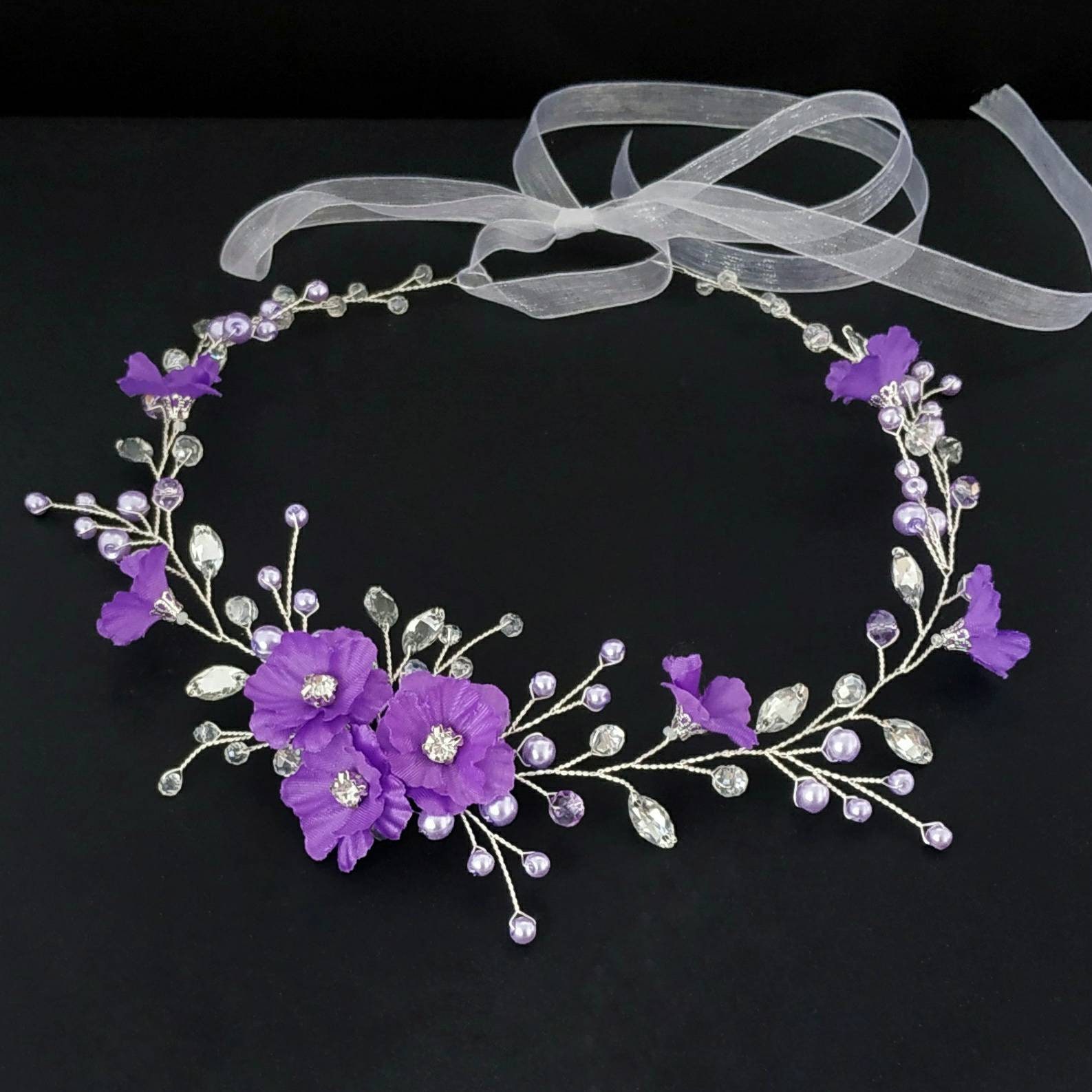 Purple Hair Piece Purple Wedding Headband Bridal Hair Vine | Etsy