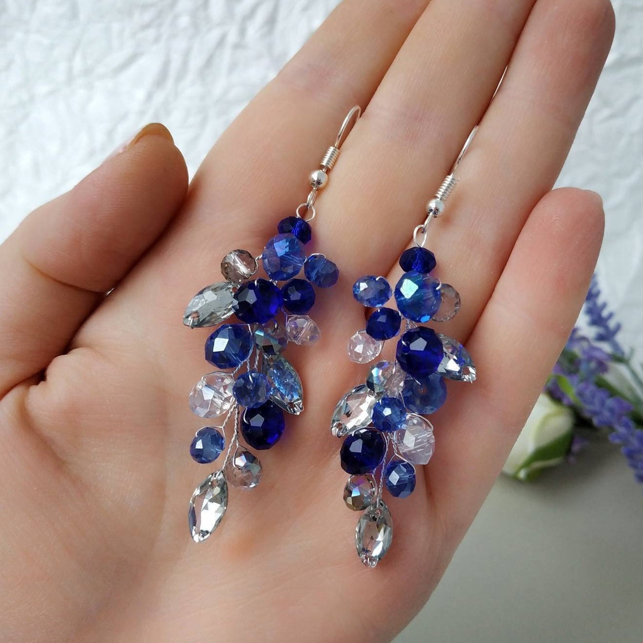 Mother of the bride blue hair pin. Crystal hair pin and | Etsy