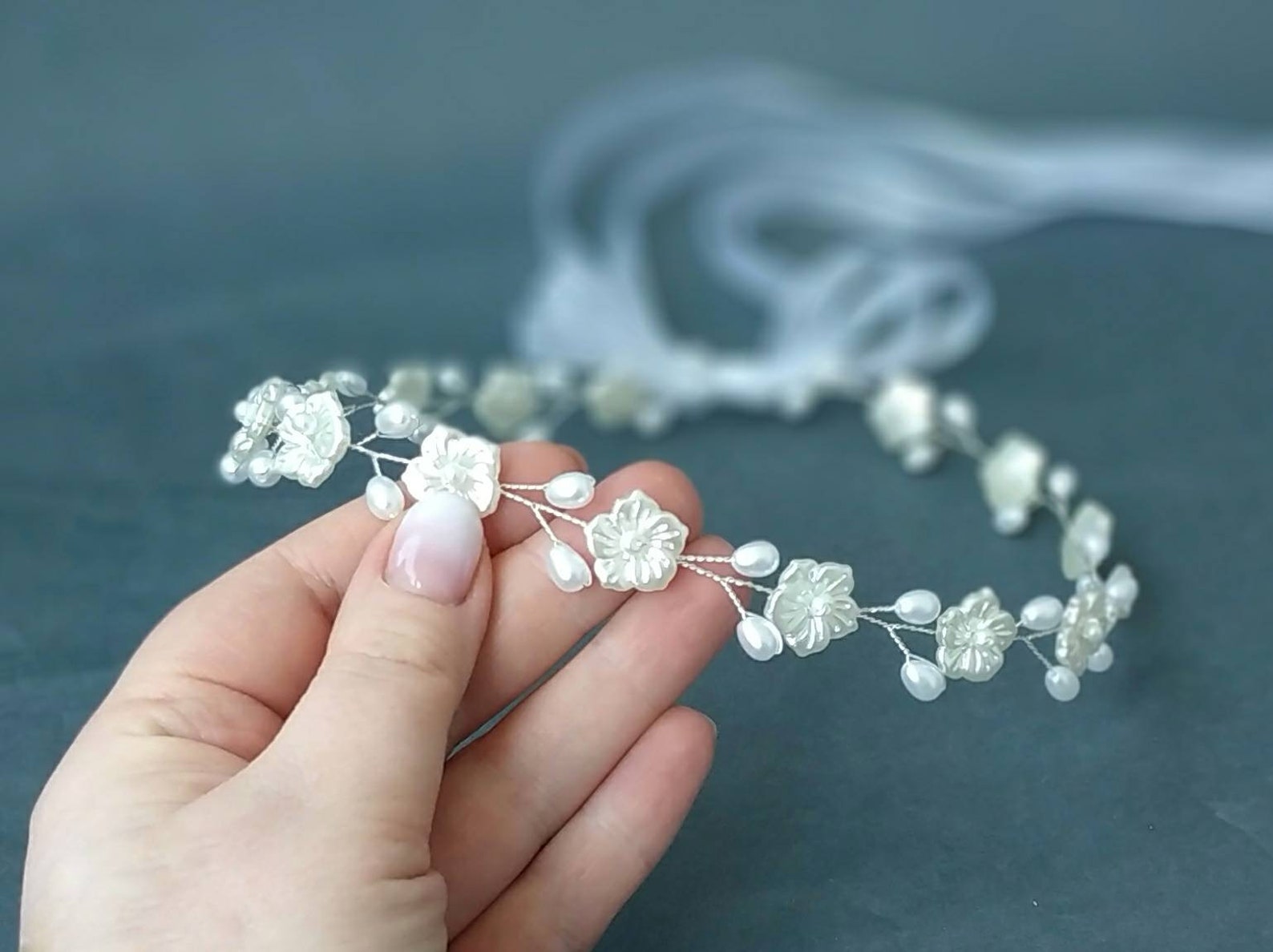 First Communion Flower Headband White Floral Hair Wreath Communion ...