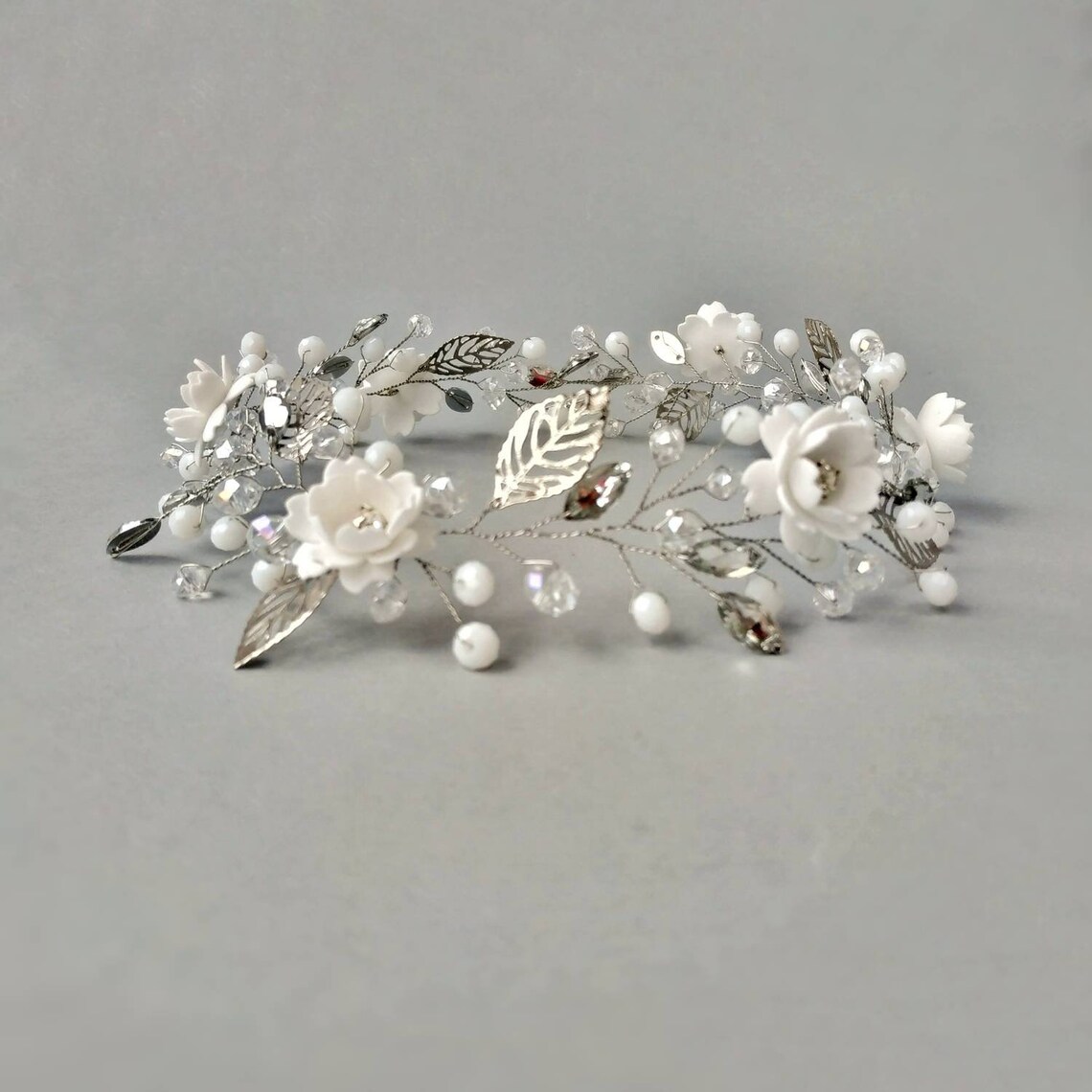 First Communion Flower Headband White Flower Hair Wreath Long Hair Vine ...