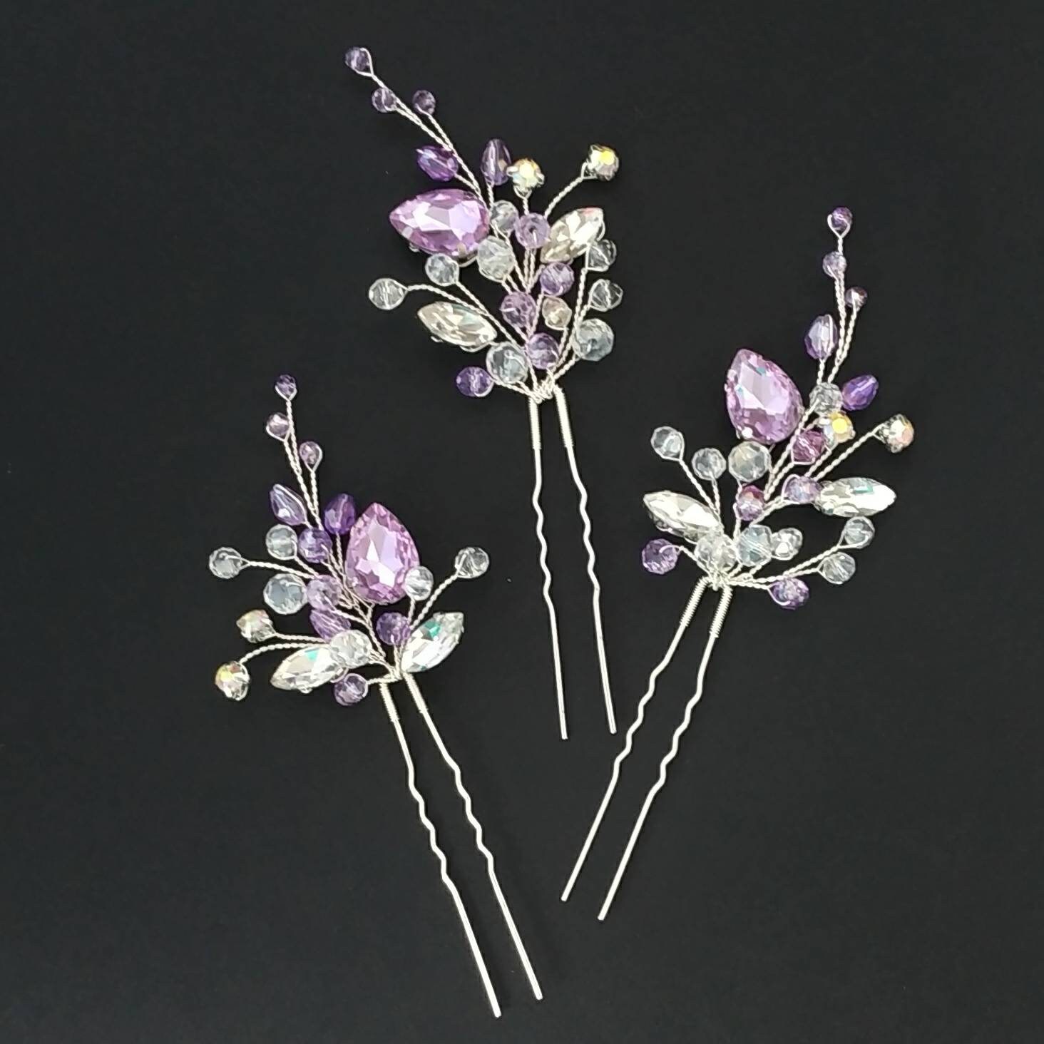 Purple Hair Pins Lavender Wedding Hair Piece Bridal Hair Piece - Etsy