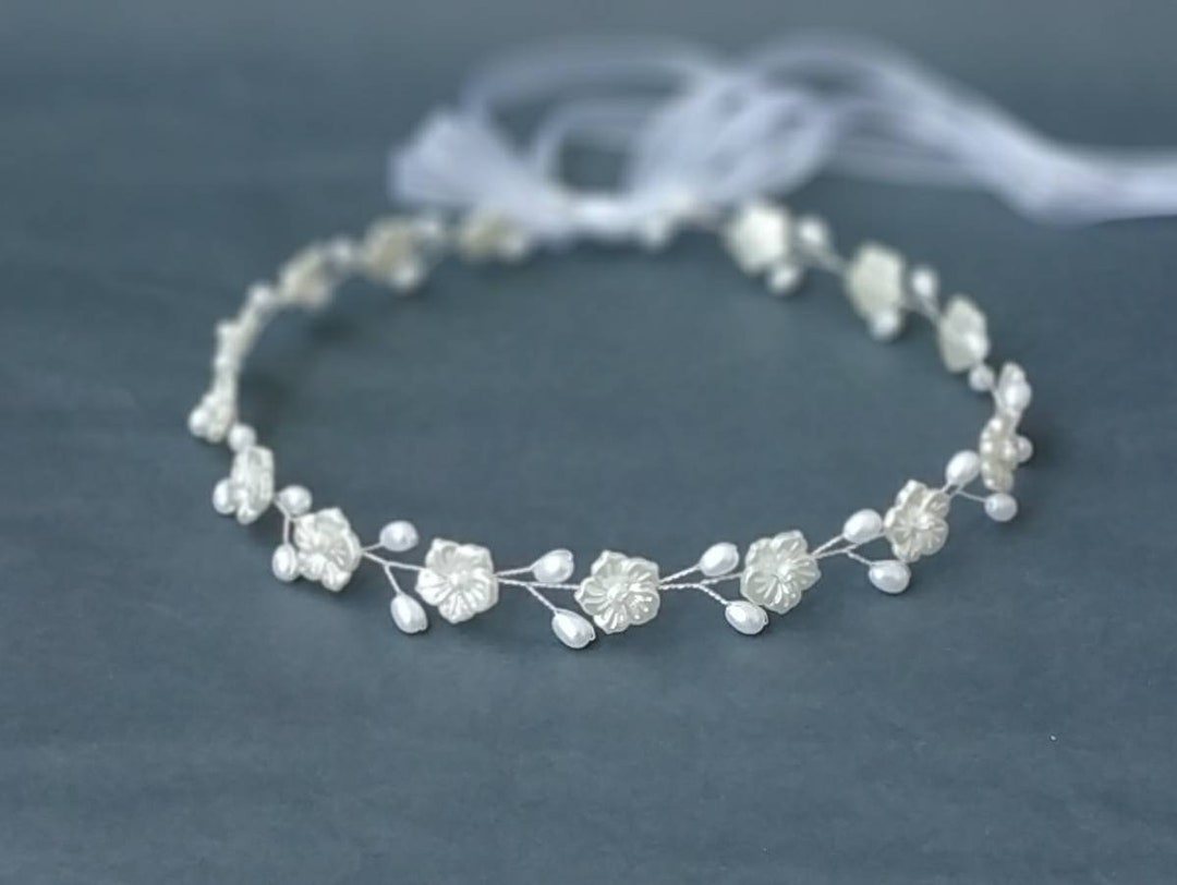 First Communion Flower Headband White Floral Hair Wreath Communion ...