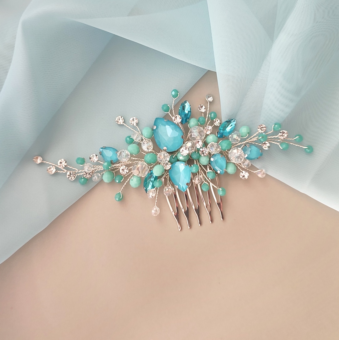 Turquoise Hair Comb for Bride Teal Blue Hair Comb Bridal Hair Piece - Etsy