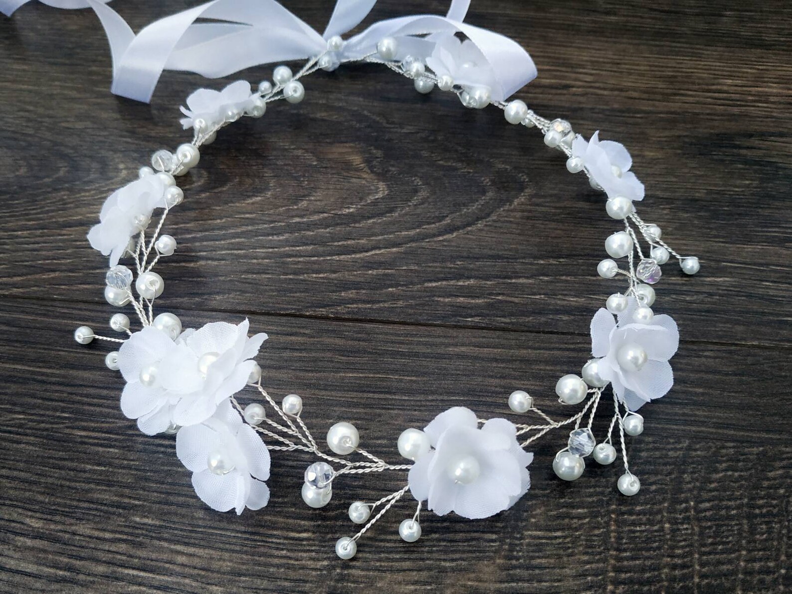 First Communion Headband Floral Hair Piece - Etsy