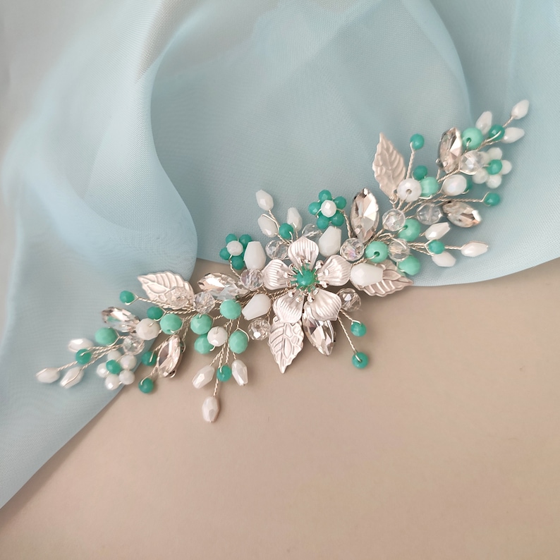 Turquoise Bridal Hair Vine: Teal Crystal Wedding Hair Piece - Etsy
