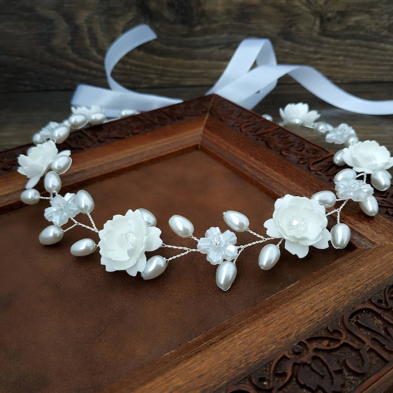 First Communion Headband Floral Hair Wreath Communion - Etsy