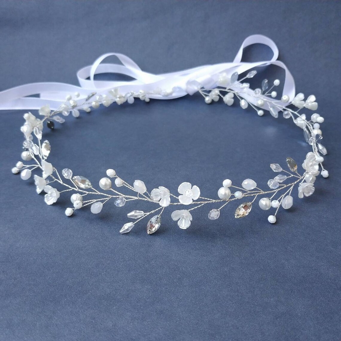 First Communion Flower Headband Floral Hair Wreath Communion - Etsy