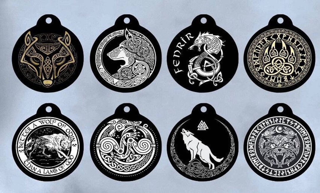 Custom Fenrir Odin Wolf Pet Dog Cat Tag School Bag Sports Key Ring Disc ...