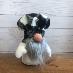 Black and White Buffalo Plaid Chef Gnome With Mittens - Etsy