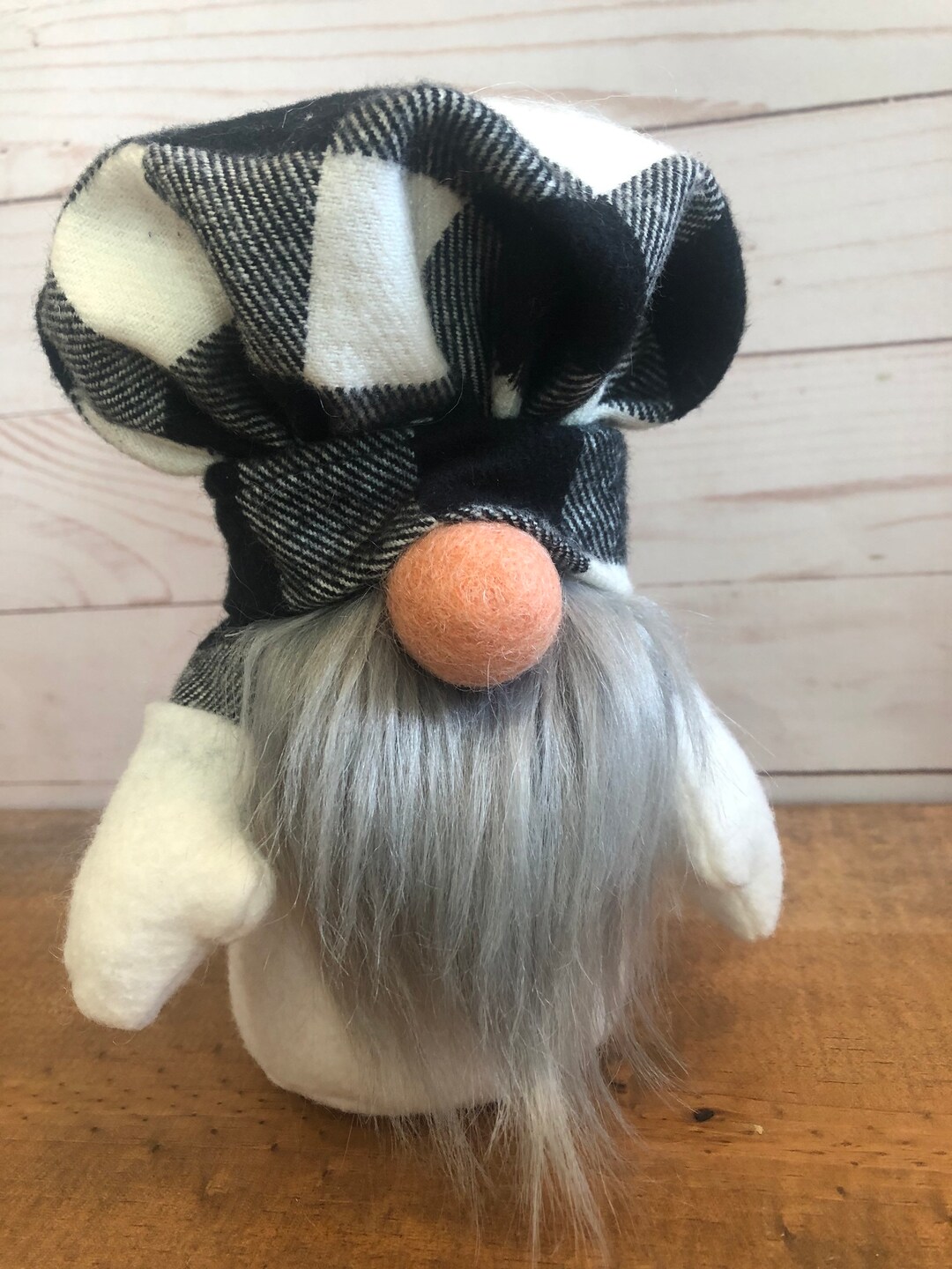 Black and White Buffalo Plaid Chef Gnome With Mittens - Etsy