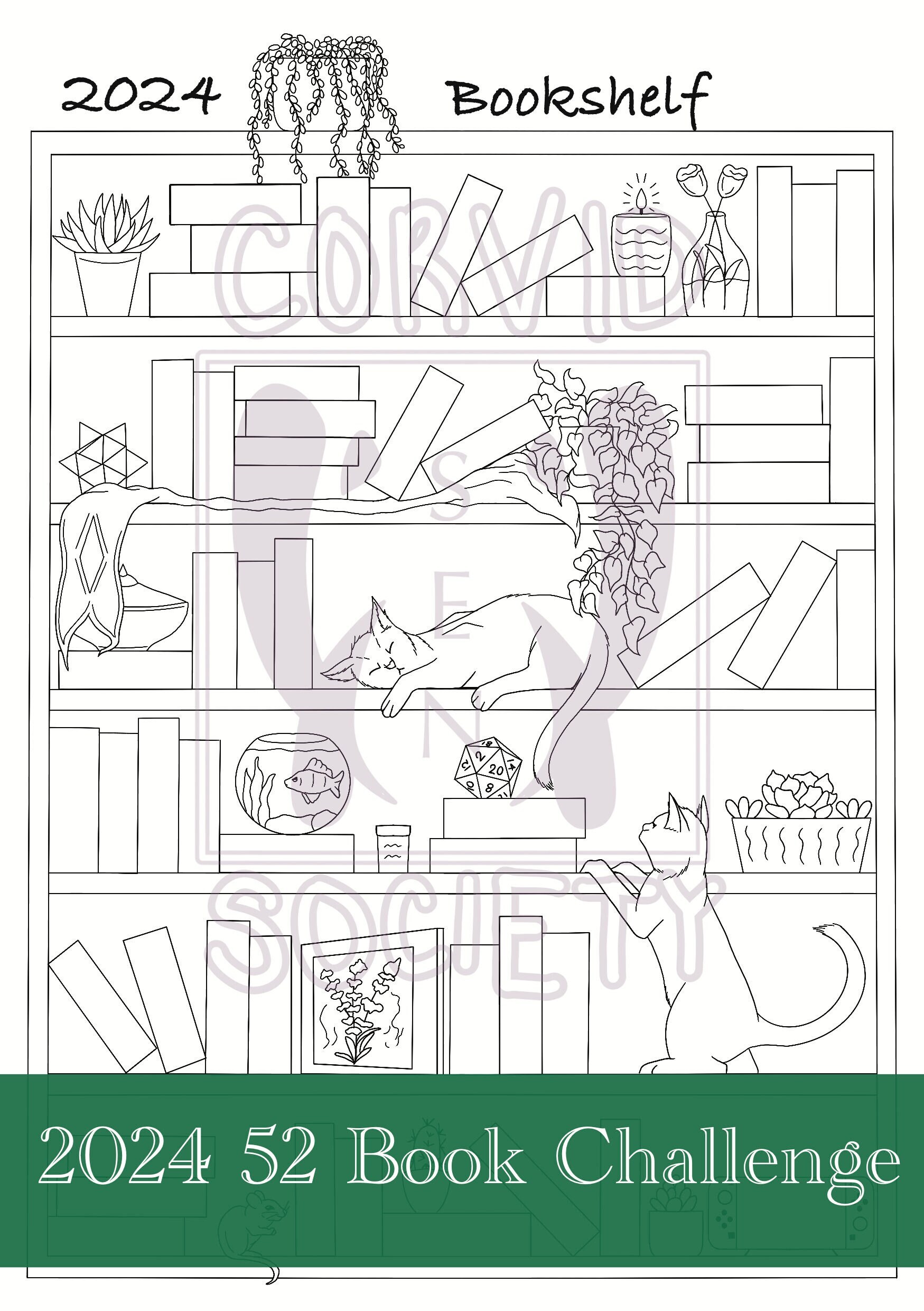 2024 Bookshelf Reading Log Reading Tracker Bookshelf Printable Digital ...