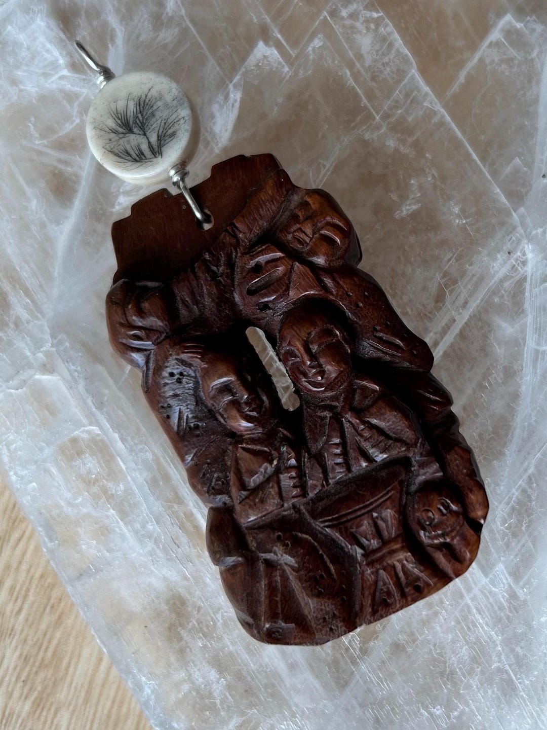 Hand Carved "happy Family" Pendant, Family Harmony Talisman ...