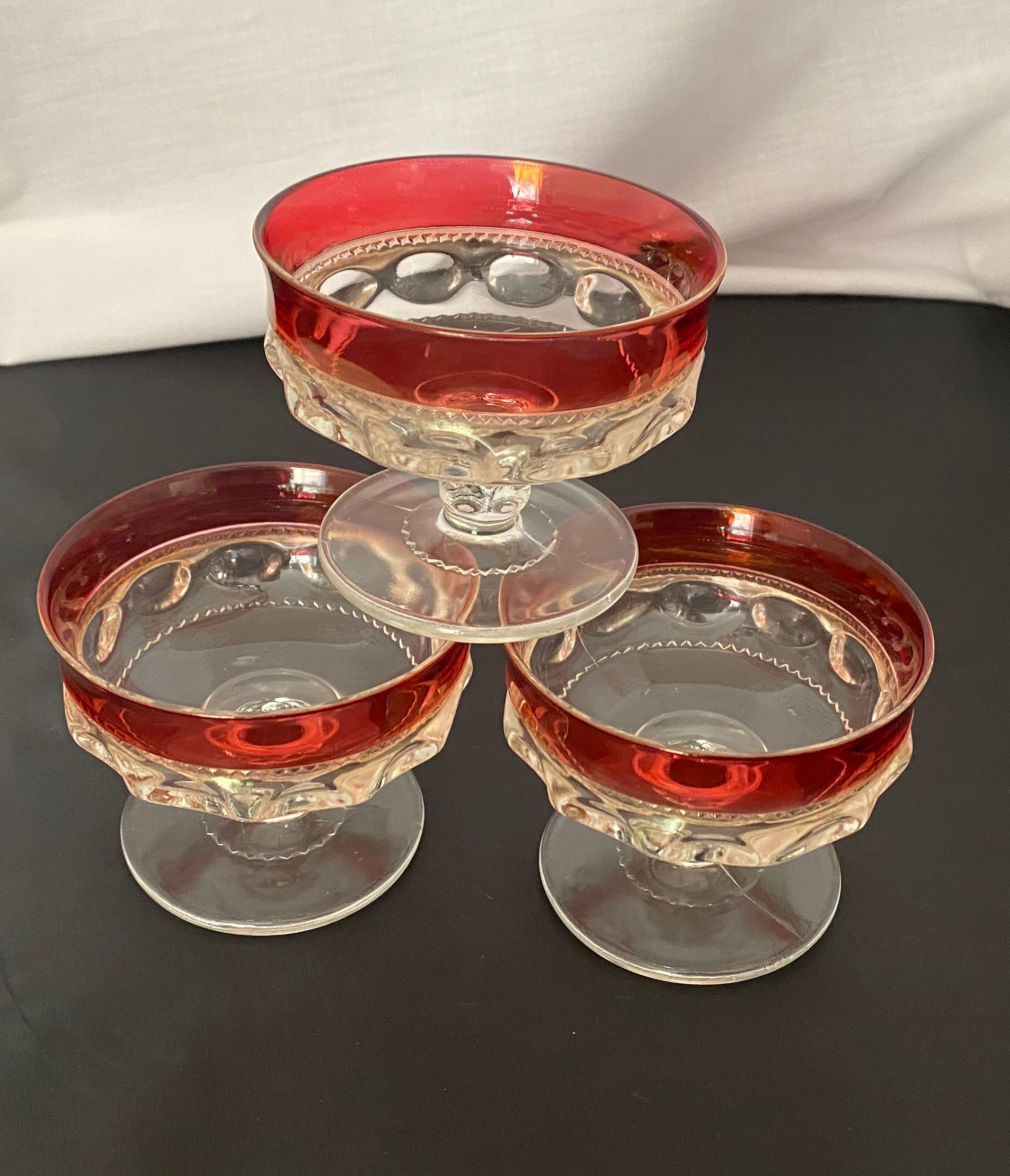 Mid-century Red Cut Glass Set Set of 6. Red Glass, Unique Red Glass ...