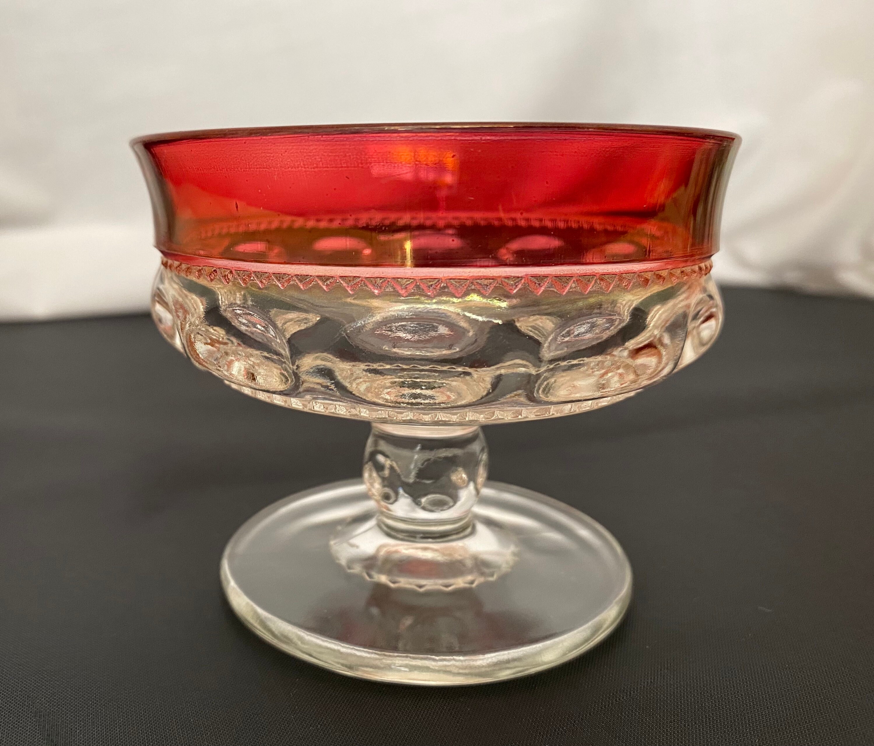 Mid-century Red Cut Glass Set Set of 6. Red Glass, Unique Red Glass ...