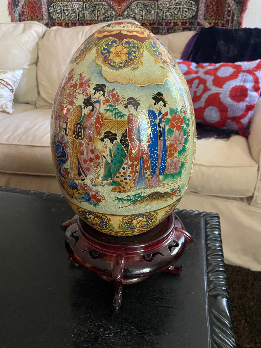 Detailed Porcelain Egg. Ornate Egg Decor, Unique Egg Decor, Golden Egg ...