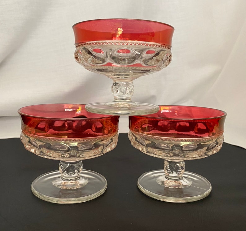 Mid-century Red Cut Glass Set Set of 6. Red Glass, Unique Red Glass ...