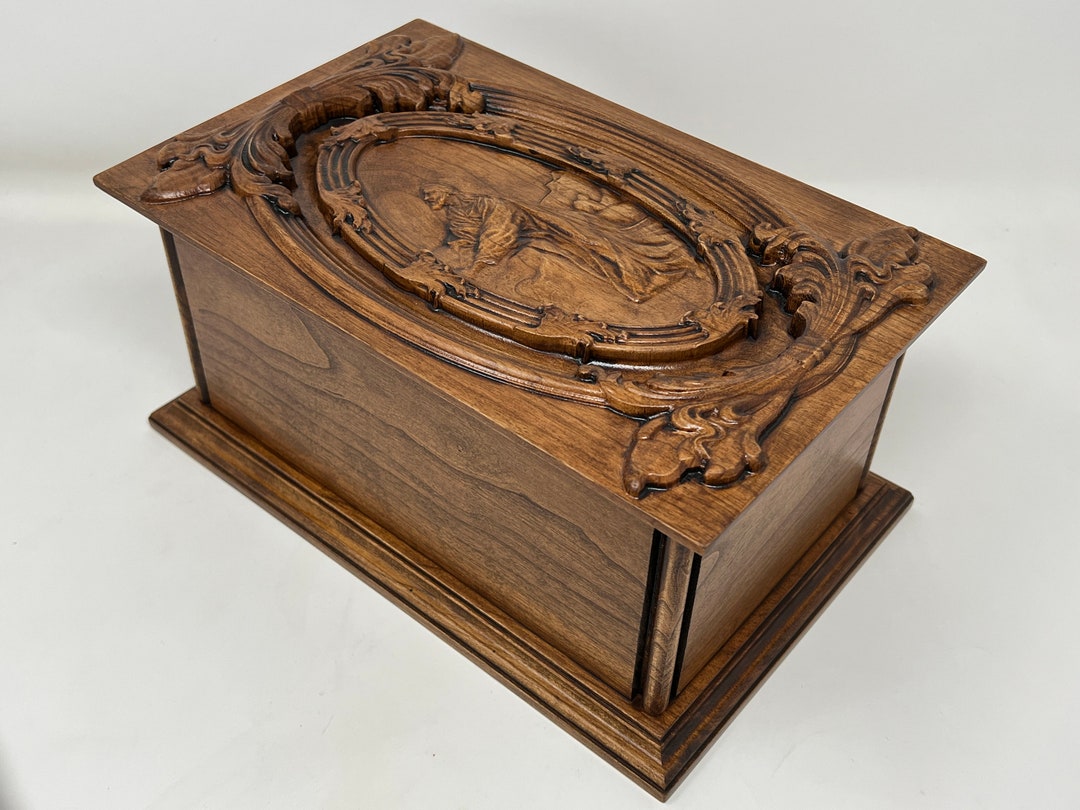 Wooden Urns for Human Ashes With Jesus Praying / Catholic Cremation Urn ...