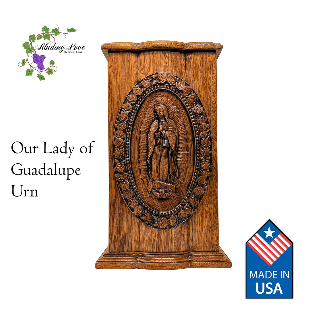 Our Lady of Guadalupe Urn: Mahogany Adult Cremation Urn Handmade in USA ...