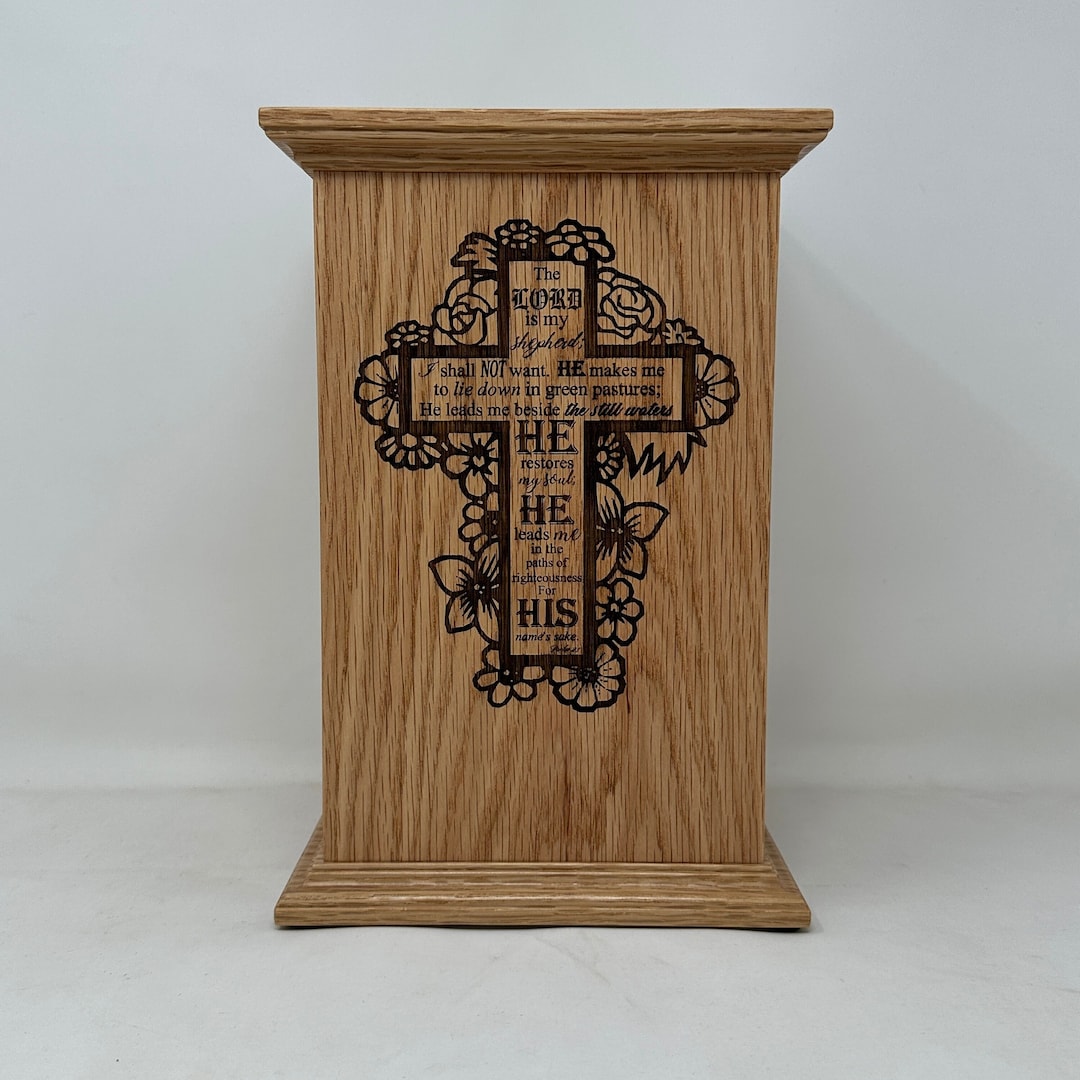 Cross Urn for Human Ashes With Psalm 23 /budget Personalized Christian ...