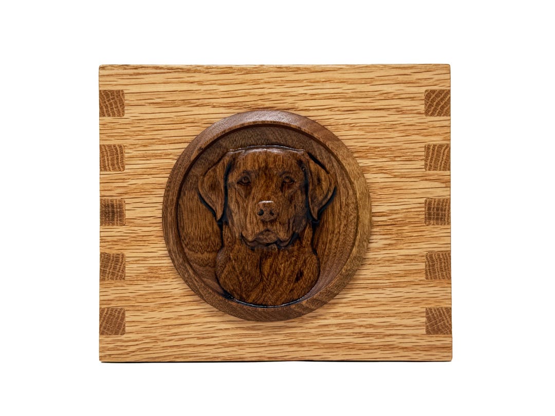 Handcrafted Labrador Retriever Cremation Urn – Large Oak & Mahogany Pet ...