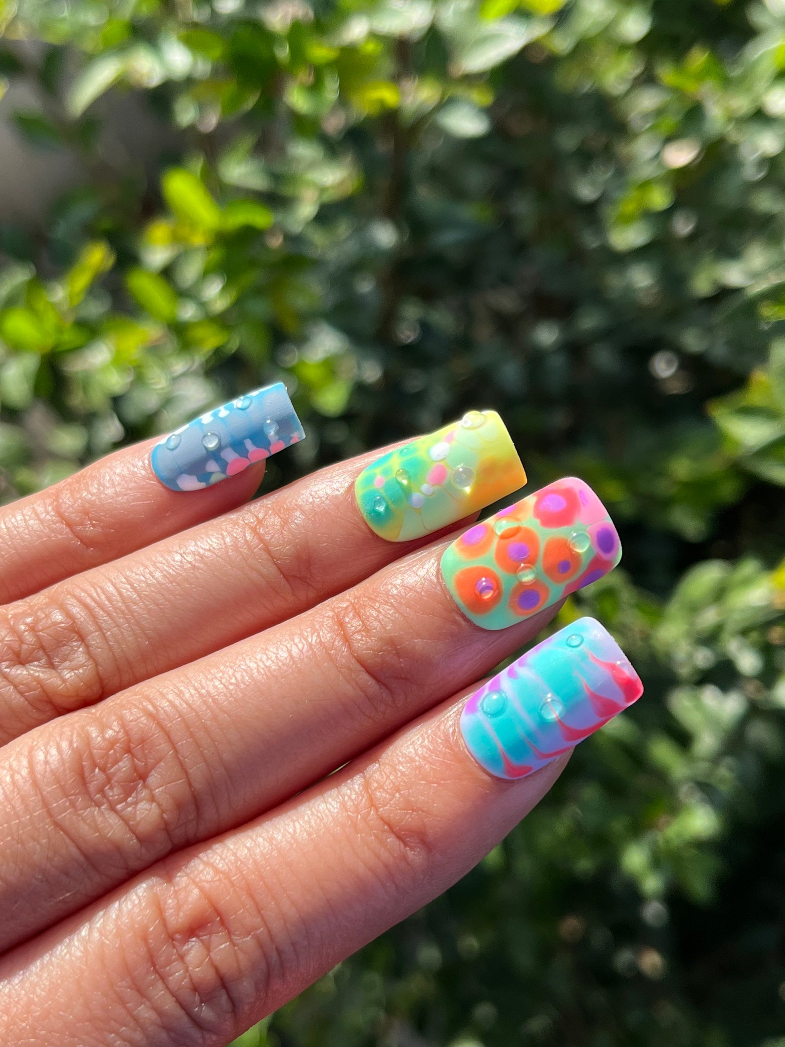 Blooming Gel Nails Wet Nails Press on Nails Trendy Nails - Etsy