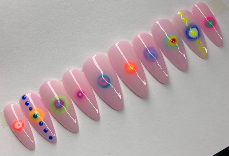 Aura Press on Nails Energy Nails Long Nails Fake Nails | Etsy