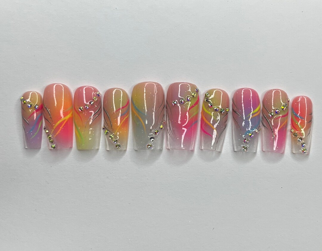 Aura Nails Press on Nails Trendy Nails Orb Nails Luxury - Etsy