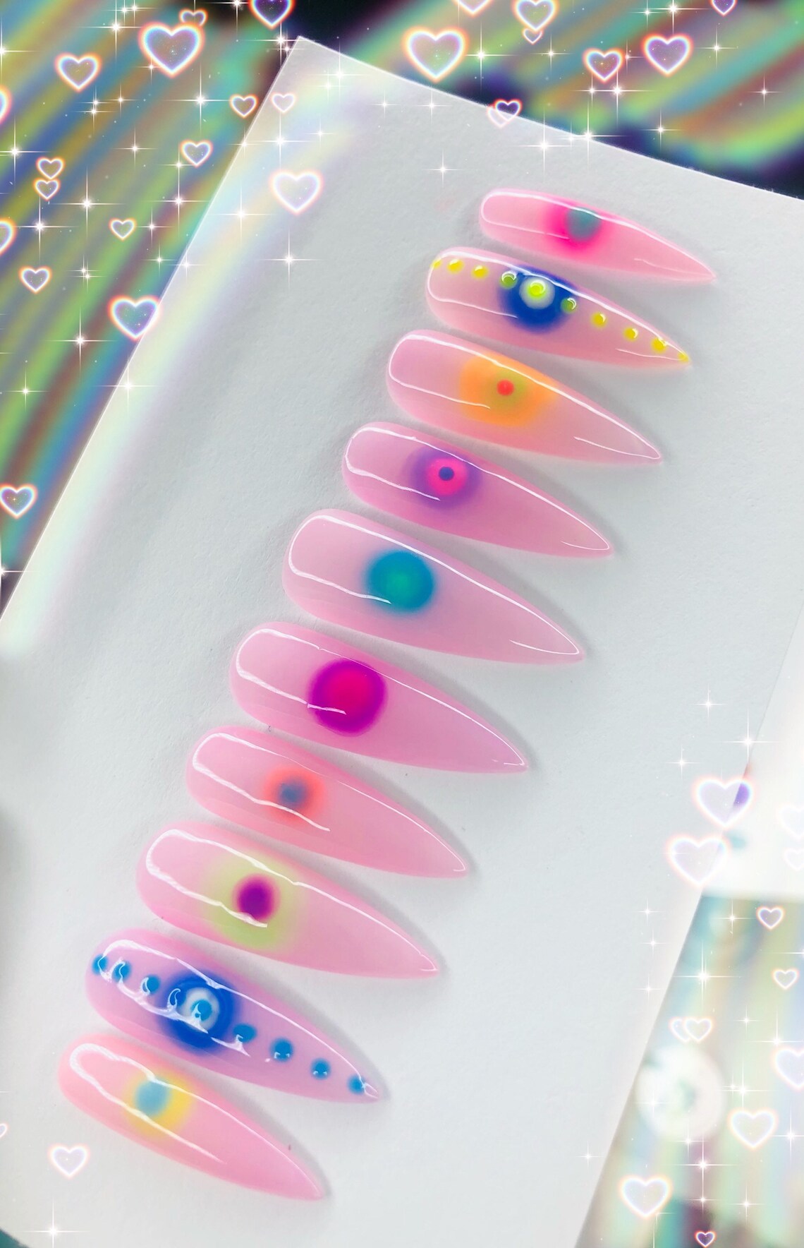 Aura Press on Nails Energy Nails Long Nails Fake Nails | Etsy