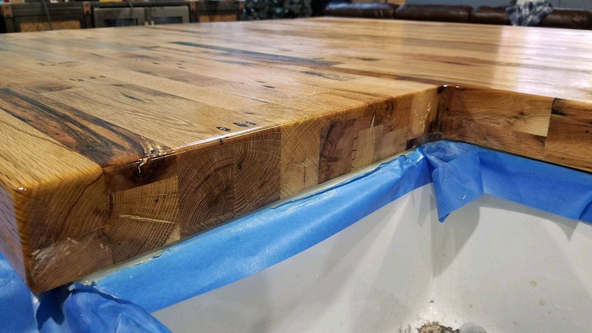 Reclaimed Butcher Block Mixed Hardwood Countertops From Industrial ...