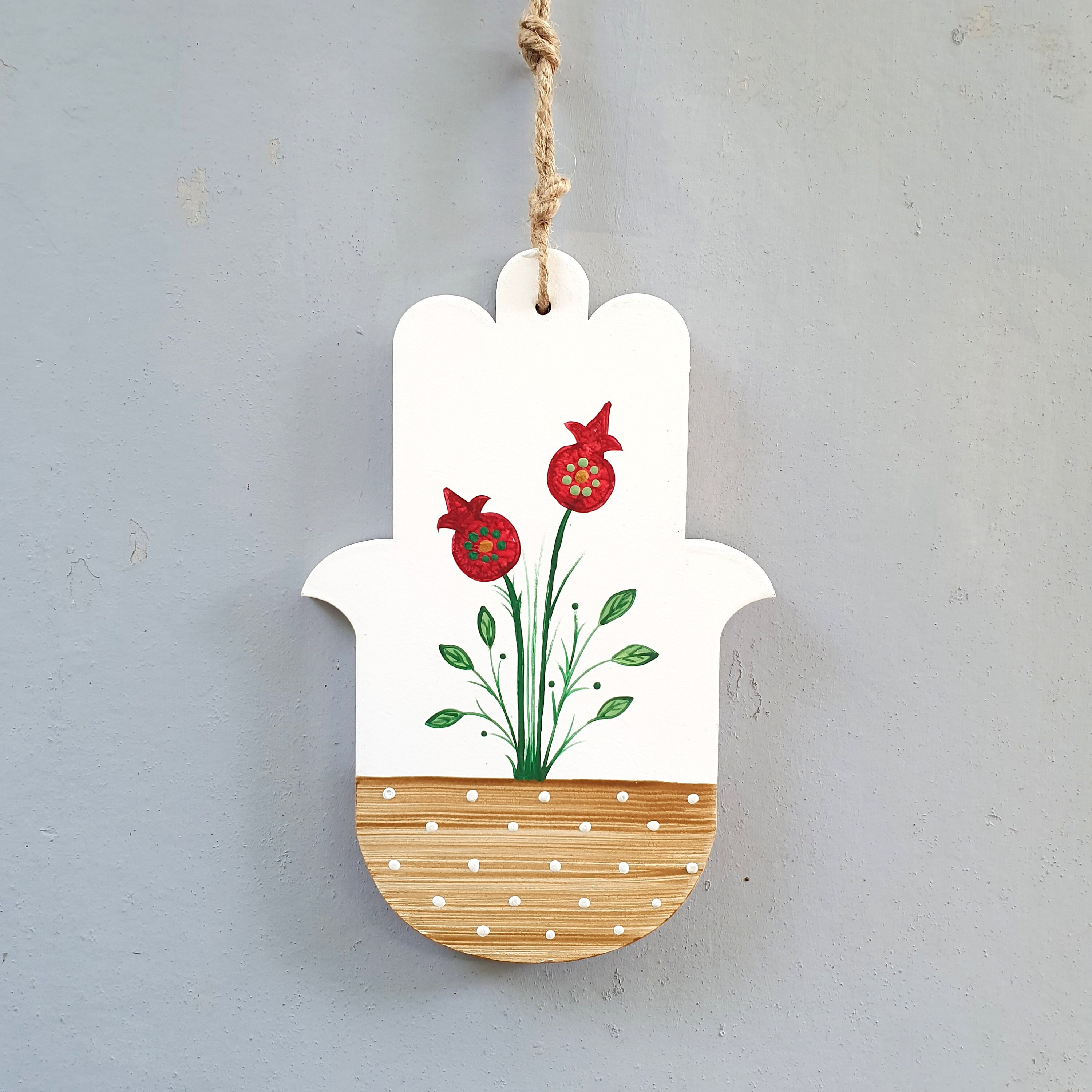Hamsa, Hand Amulet, Pomegranate Hamsa Wall Decor, Rosh Hashanah Gift ...