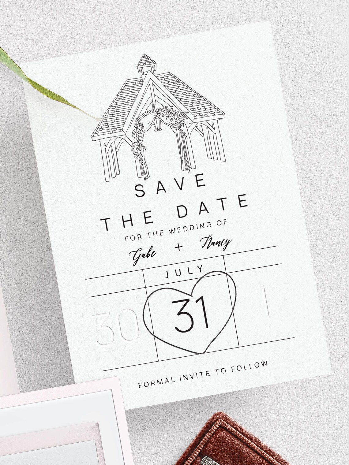 Hand Drawn Wedding Venue Invitations, Vintage Modern Wedding Invitation ...