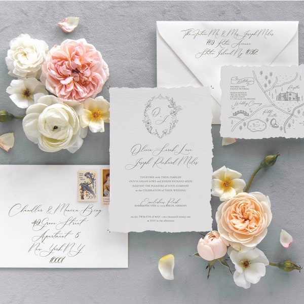 Deckled Edge Wedding Invitation - Etsy