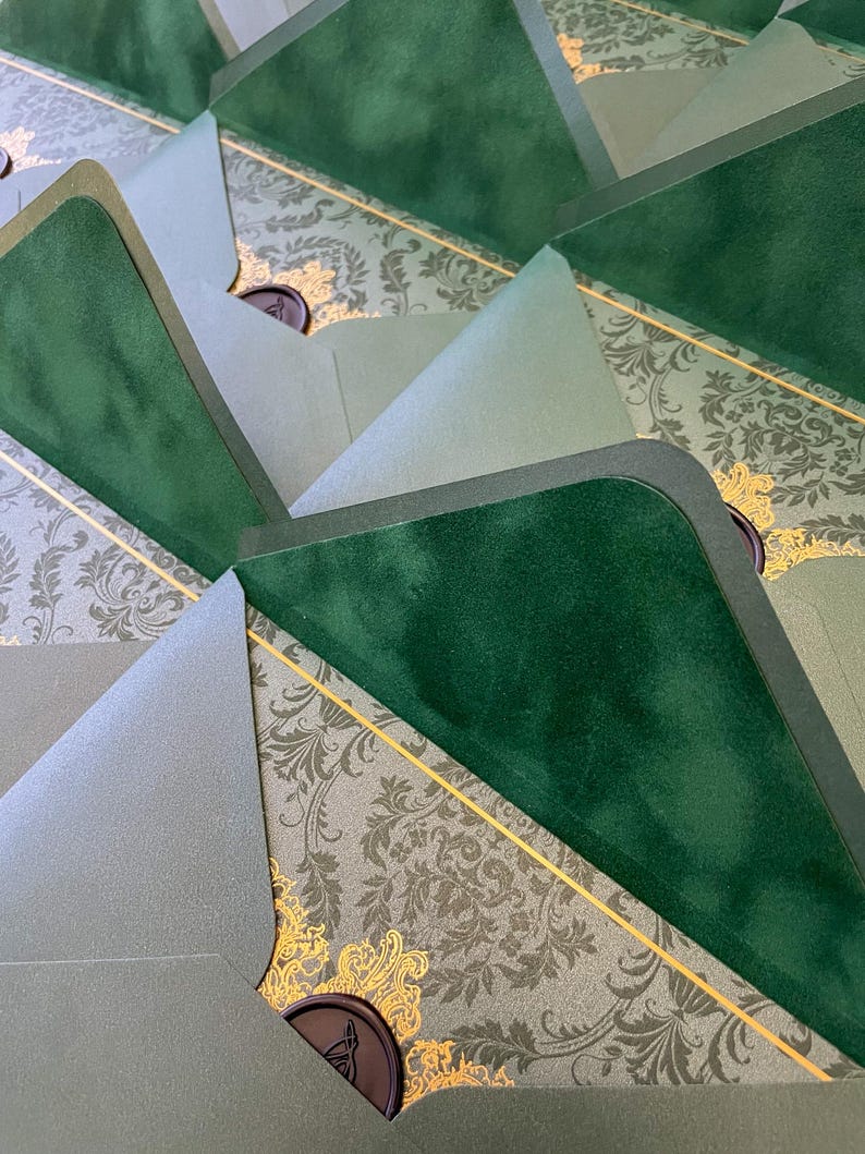 Vintage Royal Wedding Invitation Suite – Velvet Envelope Liner, Wax ...