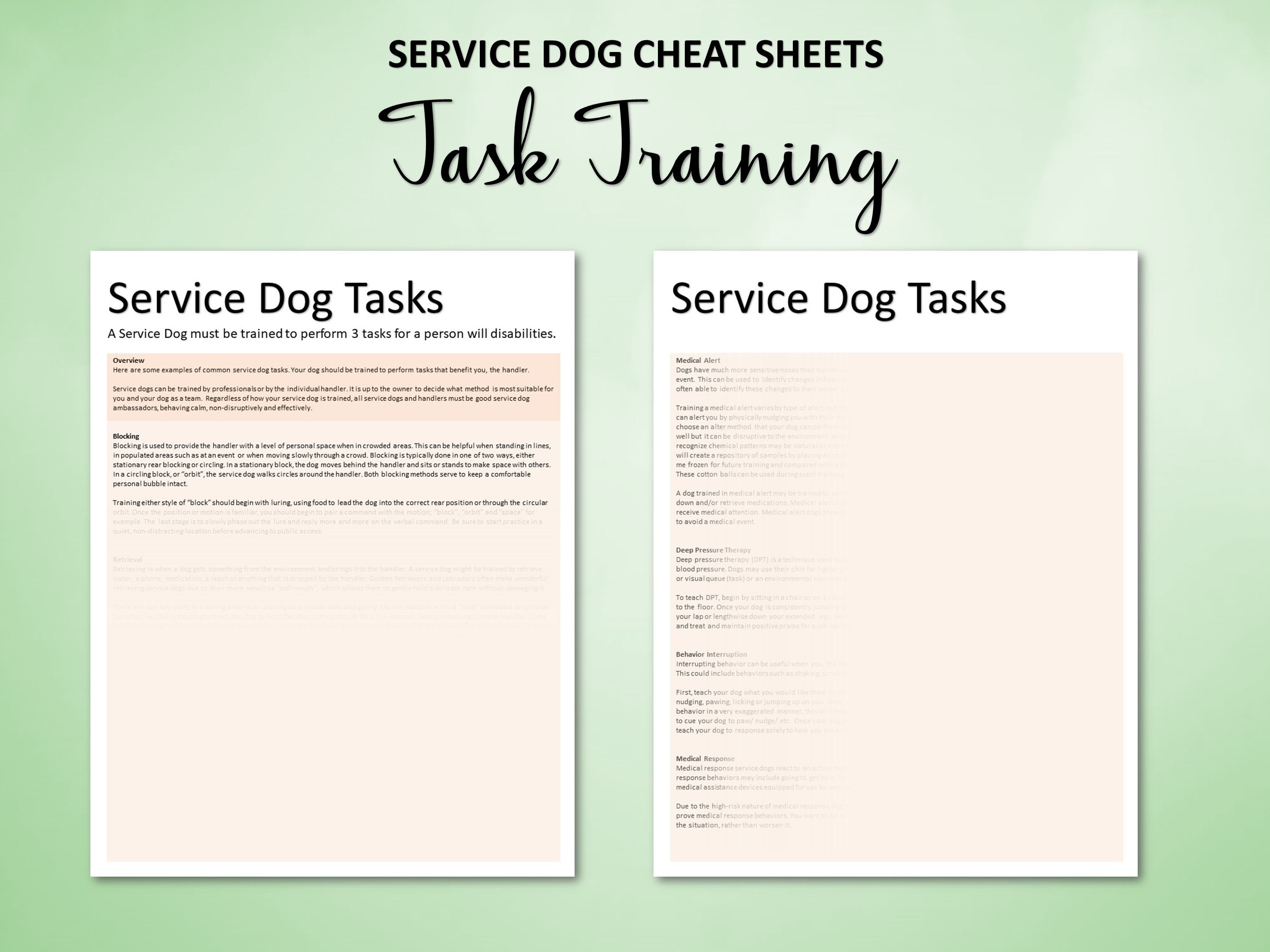 Printable Service Dog Introductory Package | Working Dog Resources - Etsy