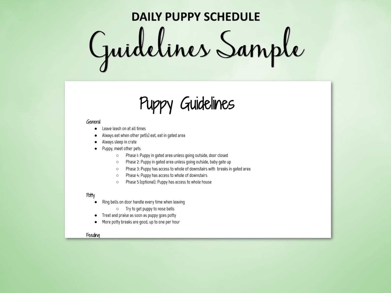 Printable Puppy Schedule & Guidelines Daily New Dog Routine - Etsy