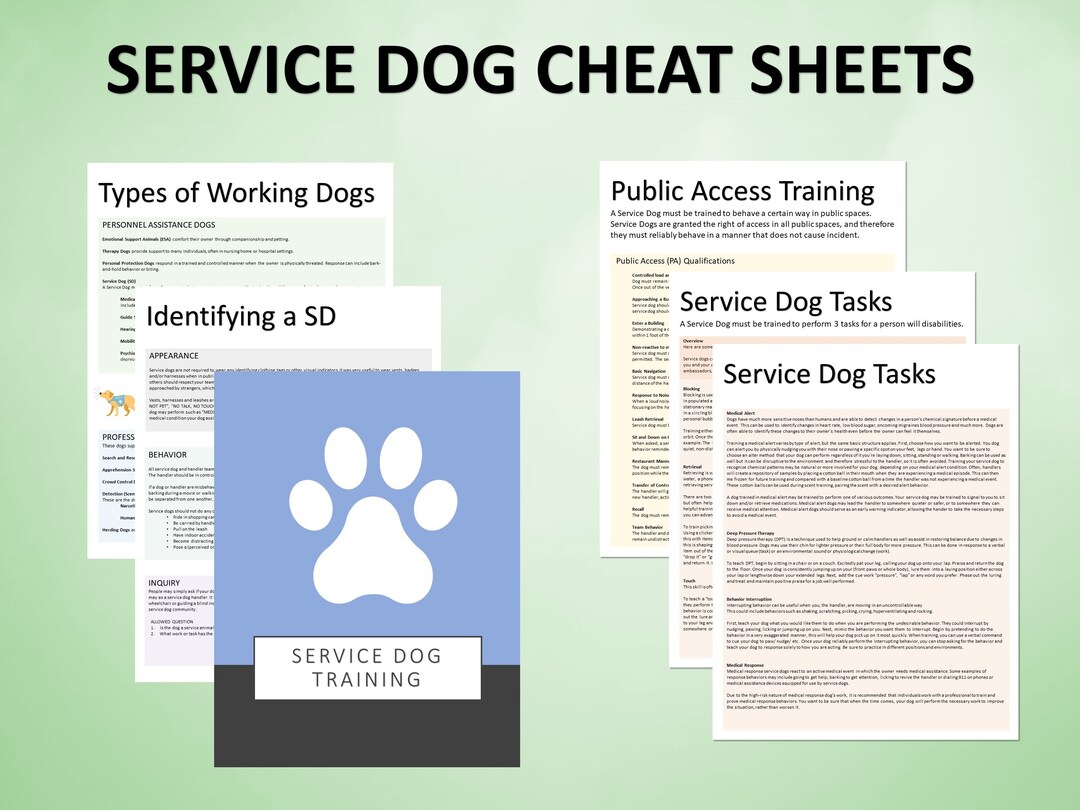 Printable Service Dog Introductory Package | Working Dog Resources - Etsy