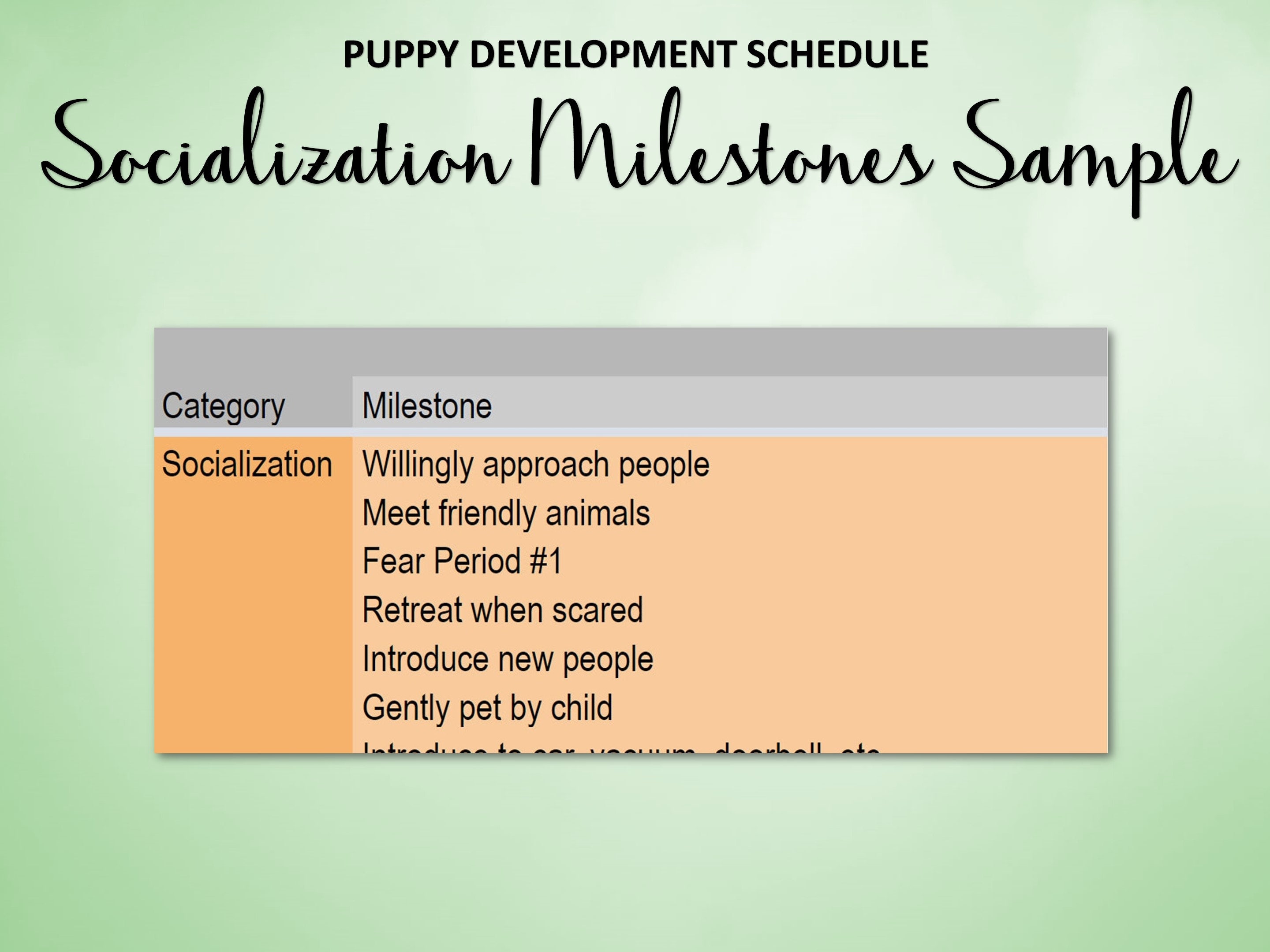 Printable Puppy Growth Gantt Chart | Dog Development Milestone Schedule ...
