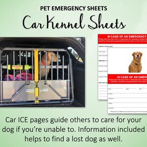 Printable Pet Emergency Info Kit | Dog ICE Sheets | Pet Emergency ...