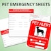 Printable Pet Emergency Info Kit Dog ICE Sheets Pet | Etsy