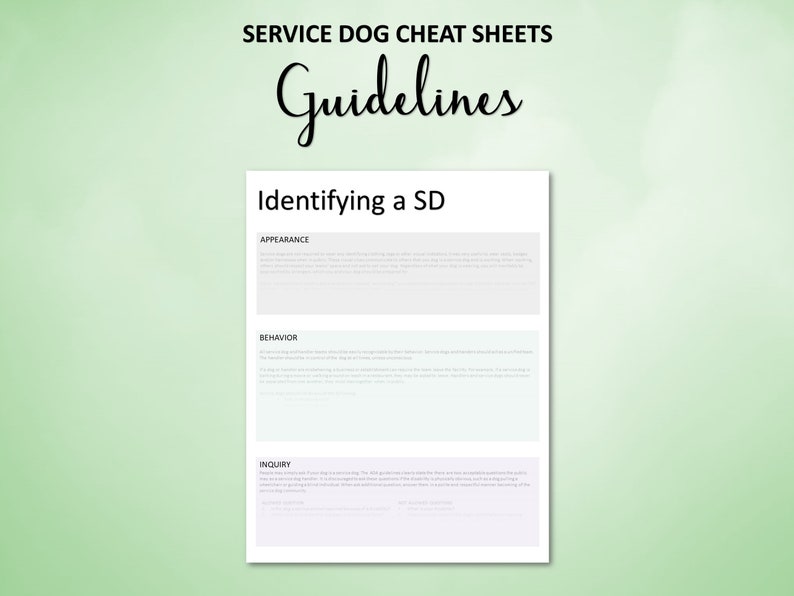 Printable Service Dog Introductory Package | Working Dog Resources - Etsy