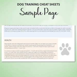 Editable Dog Training Cheat Sheets | Puppy Training Guide for 8 Weeks ...