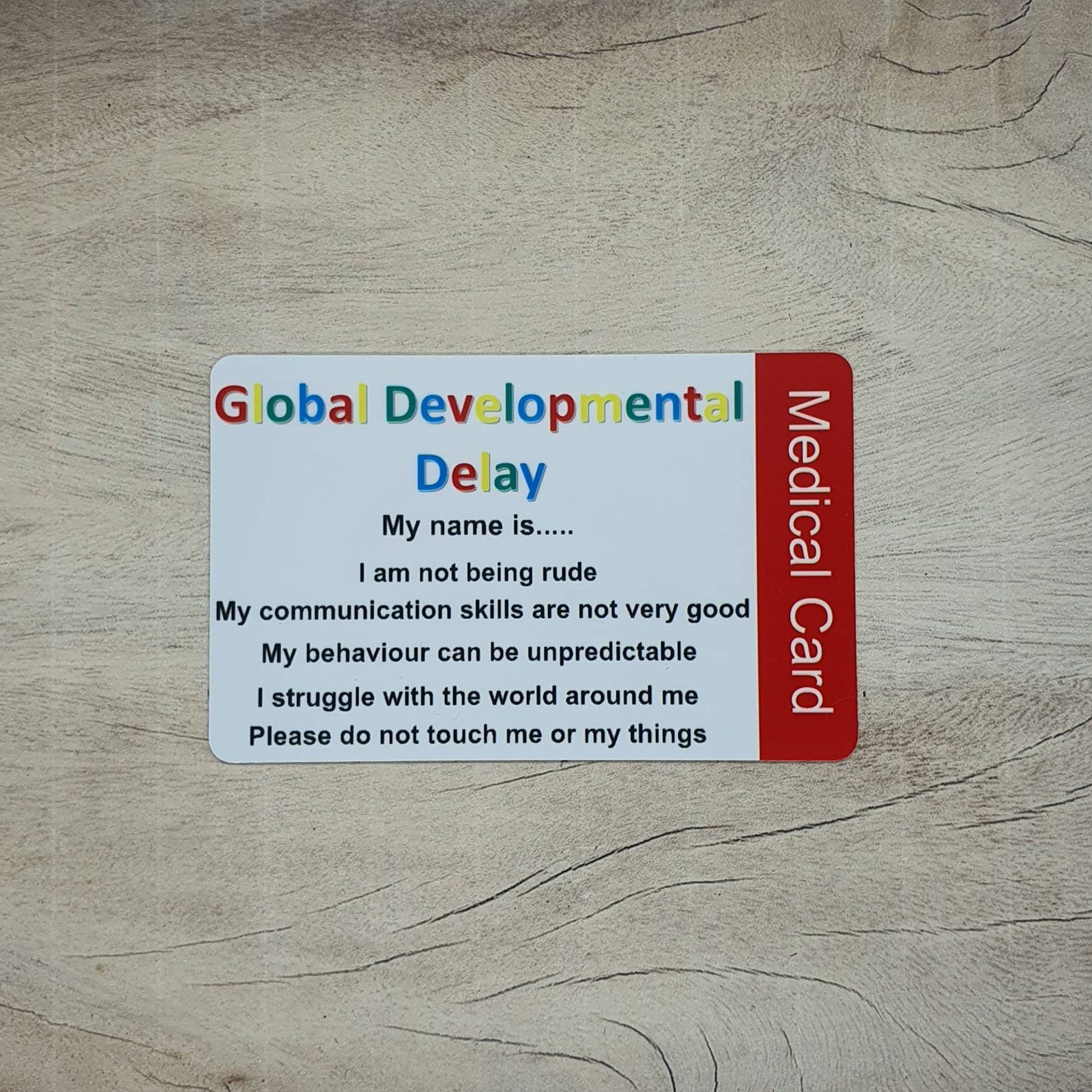 GDD Global Developmental Delay Awareness PVC Medical Card - Etsy UK GDD Global Developmental Delay Awareness PVC Medical Card - Etsy UK