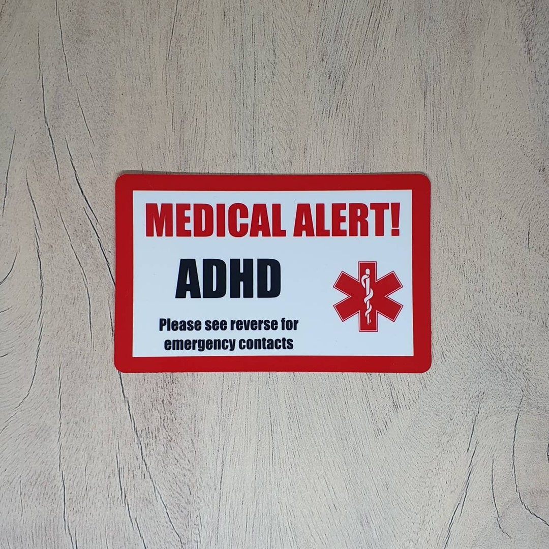 ADHD Medical Card Hidden Disability Emergency Contacts ICE Disability ...