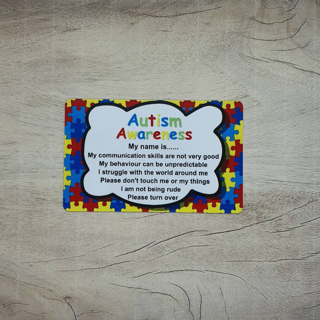 Autism Hidden Disability Awareness PVC Wallet Card Invisible - Etsy