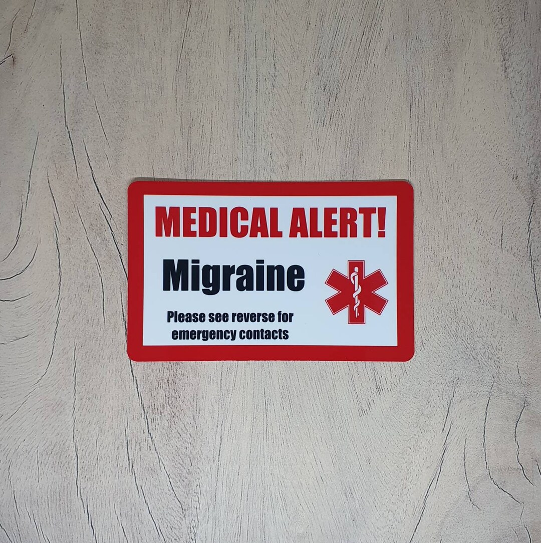 Migraine Medical Card Hidden Disability Emergency Contacts - Etsy