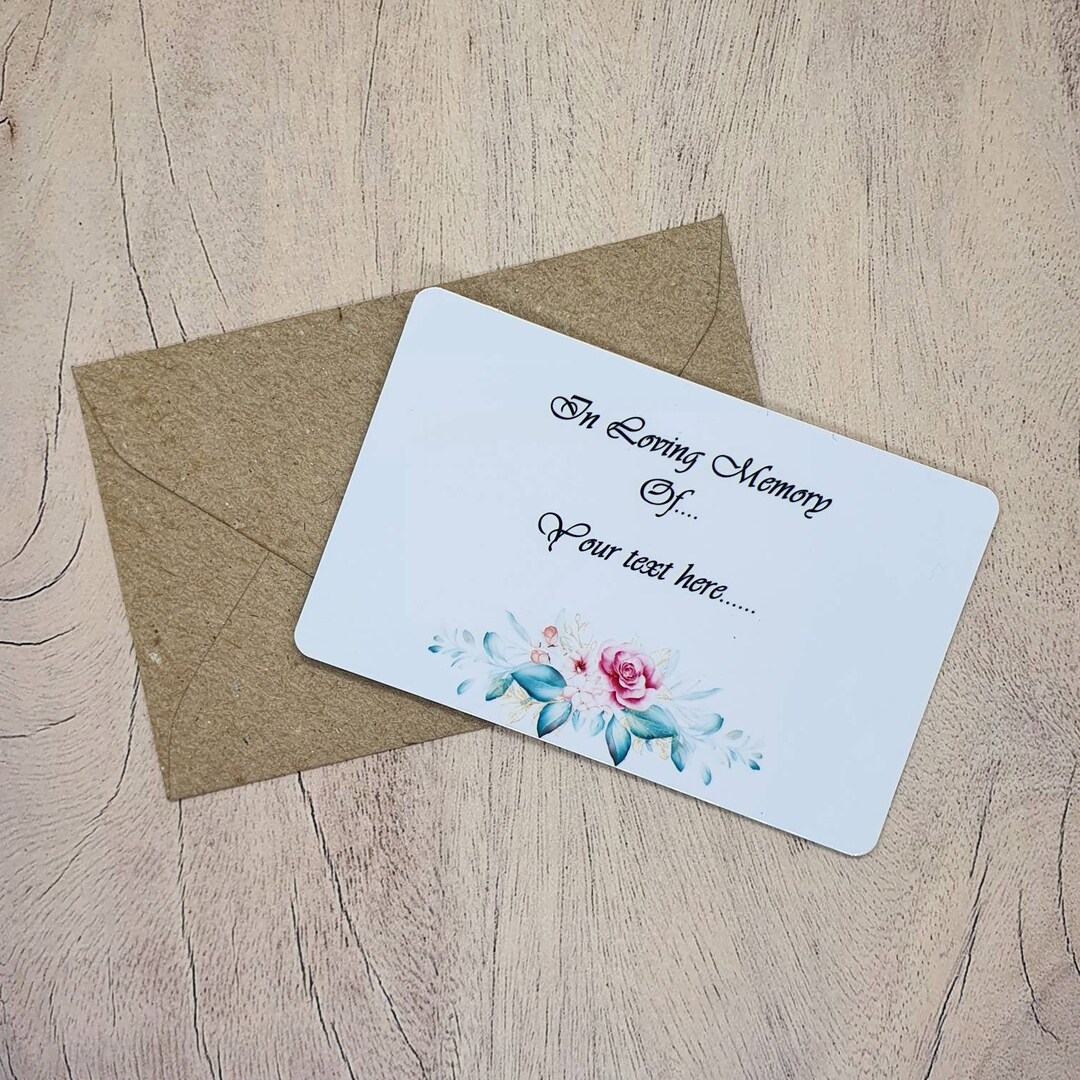 In Loving Memory Personalised Keepsake Card Funeral Flowers PVC Message ...