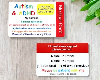 Medical Alert Identification Card, Thick 400lb Card Stock MYIDCARD - Etsy