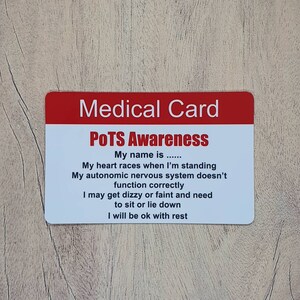 POTS Awareness Medical Card Personalised Disability - Etsy