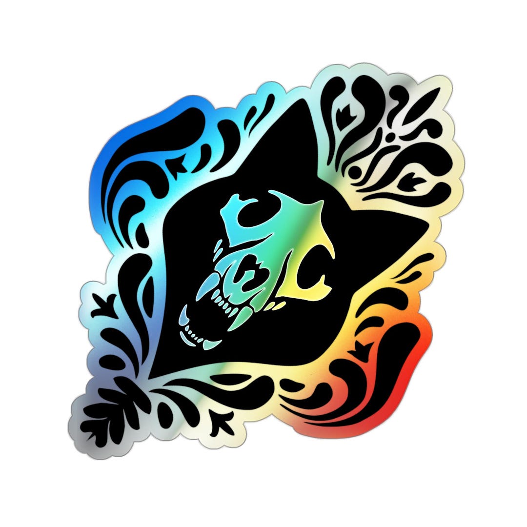 Holographic Wolf Skull Sticker - Etsy